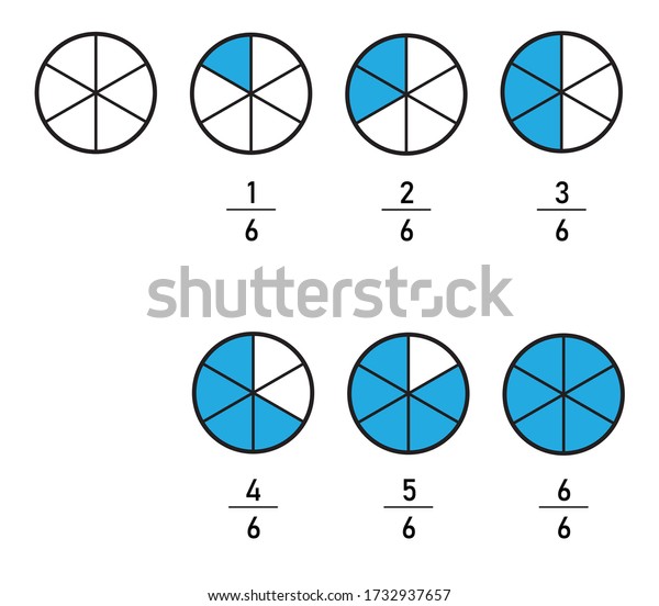 Fractions Educationfraction Pie Divided Into Slices Stock Vector ...