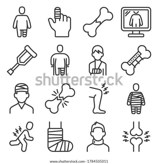 Fracture Bone Icons Set On White Stock Vector (Royalty Free) 1784505011 ...