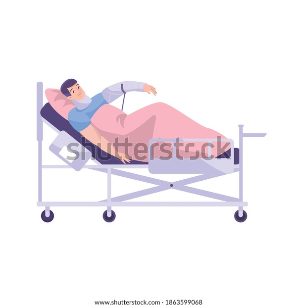 Fracture Flat Composition Hospital Bed Lying Stock Vector (Royalty Free ...