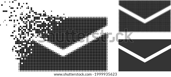 Fractured Pixelated Mail Icon Halftone Version Stock Vector (Royalty ...