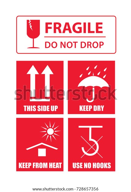 Stock vektor „Fragile Handle Care Label Sticker Set“ (bez autorských ... Stock vektor „Fragile Handle Care Label Sticker Set“ (bez autorských ...