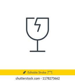 Fragile Icon Vector Line Stroke Design Stock Vector (Royalty Free ...