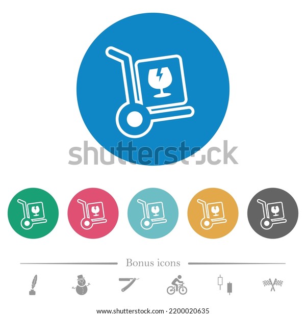 Fragile Parcel Delivery Outline Flat White Stock Vector (Royalty Free ...
