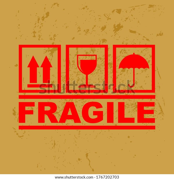 Fragile Sticker Label Vector: vetor stock (livre de direitos ...