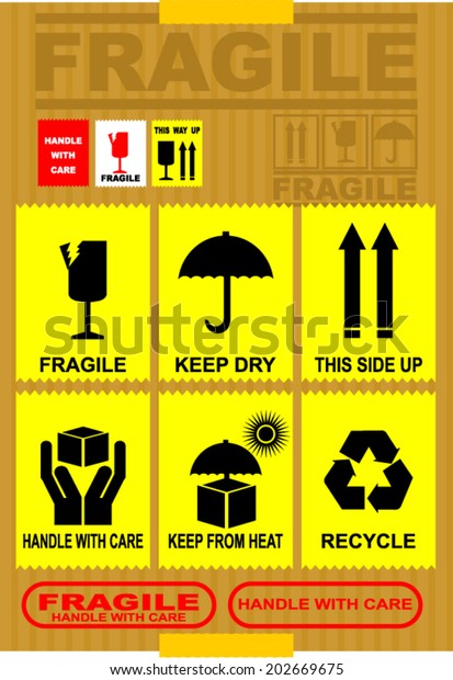 Fragile Symbols Stock Vector (Royalty Free) 202669675 | Shutterstock