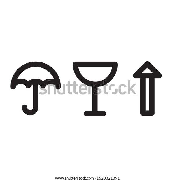 Fragile Thin Line Glyph Flat Vector Stock Vector (Royalty Free ...