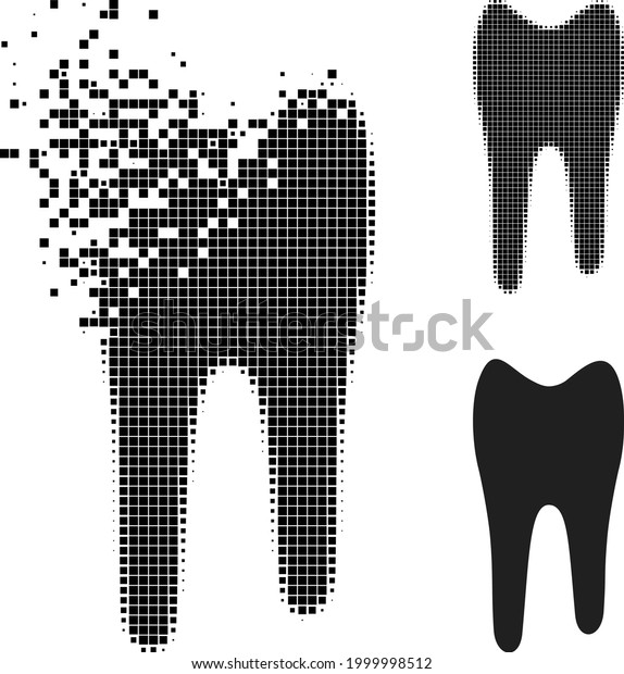 Fragmented Pixelated Tooth Pictogram Halftone Version Stock Vector ...