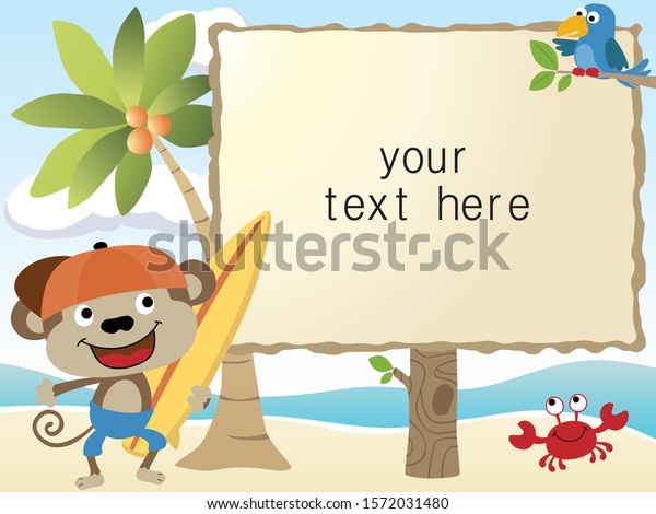 Frame Border Funny Animals Cartoon On Stock Vector (Royalty Free ...