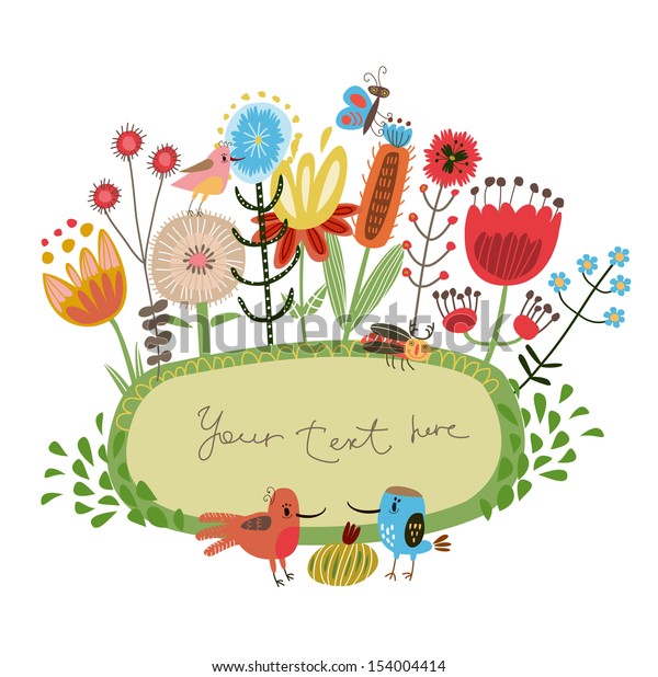 Frame Congratulations Cute Characters Stock Vector (Royalty Free ...