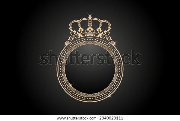Frame Crown Circle Gold Border Crown Stock Vector (Royalty Free ...