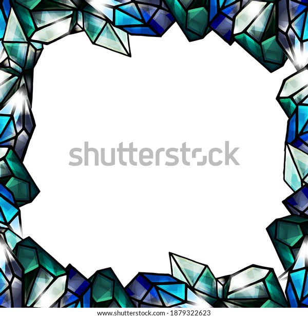 Frame Crystals Blue White Background Cartoon Stock Vector (Royalty Free ...