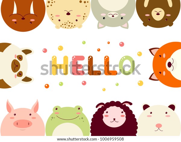 Frame Cute Funny Inquisitive Cartoon Animals Stock Vector (Royalty Free ...