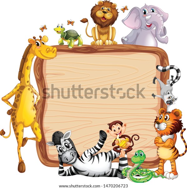 Frame Design Many Animals Around Border Stock Vector (Royalty Free ...