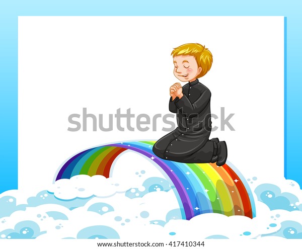 Frame Design Priest Praying Illustration Stock Vector (Royalty Free ...