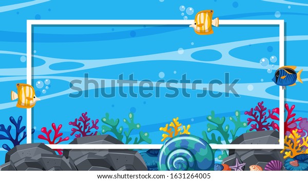 Frame Design Template Fish Swimming Background Stock Vector (Royalty ...