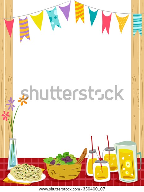 Frame Illustration Party Table Filled Food 库存矢量图（免版税）350400107 ...