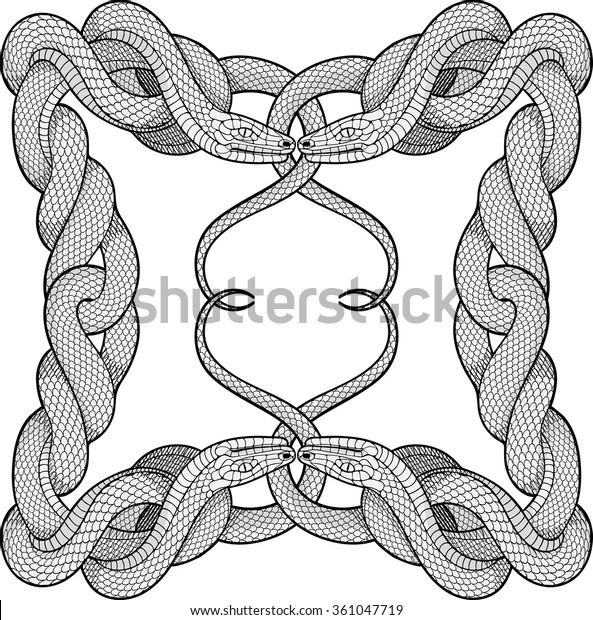 Frame Made Four Twisted Snakes Stock Vector (Royalty Free) 361047719