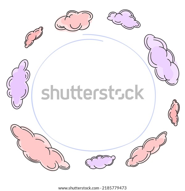 Frame Outline Clouds Lineart Style Simple: เวกเตอร์สต็อก (ปลอดค่า ...