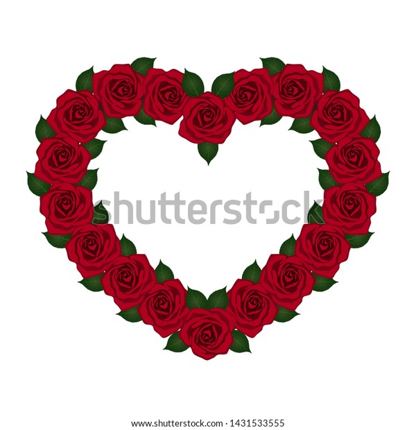 Frame Red Roses Shape Heart Without Stock Vector (Royalty Free ...