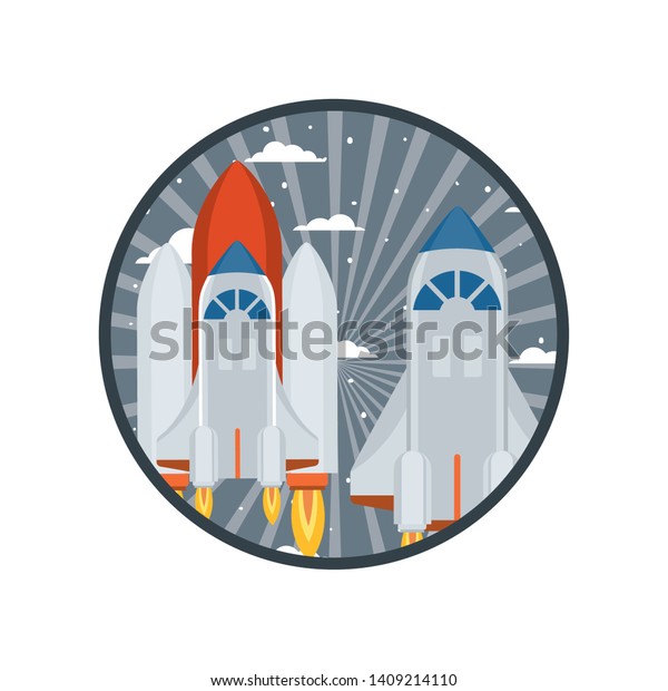 Frame Rocket Taking Off Icon Stock Vector (Royalty Free) 1409214110 ...