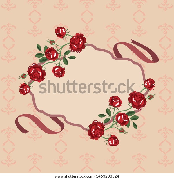 Frame Rose Flowers Text Background Paper Stock Vector (Royalty Free ...