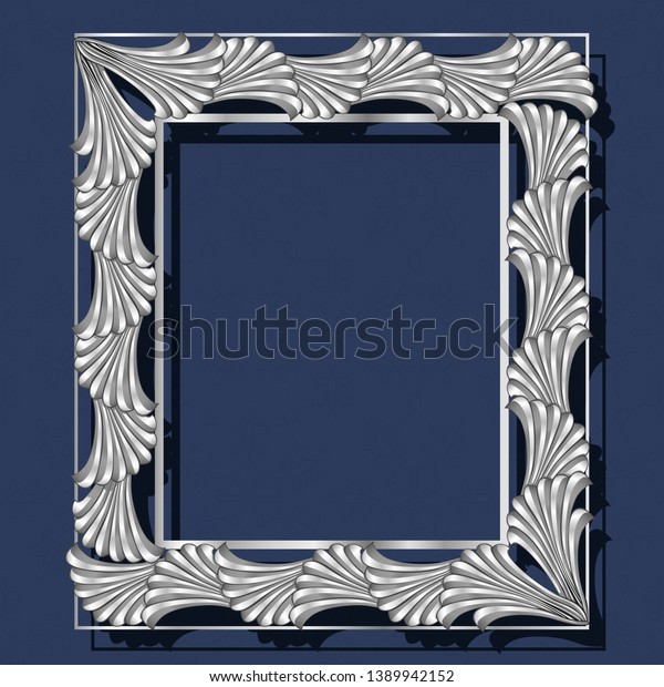 Frame Silver Color Shadow On Blue Stock Vector (Royalty Free ...