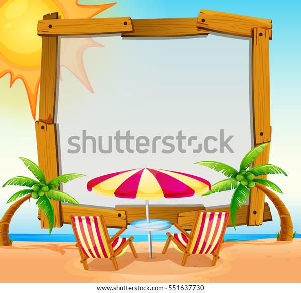 Frame Template Beach Background Illustration Stock Vector (Royalty Free ...