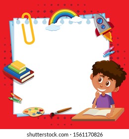 Children Reading Books Design Frame Stock Vector (Royalty Free) 275748827