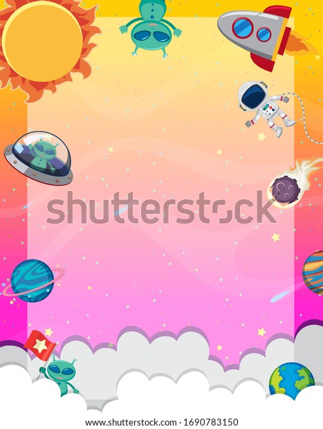 Frame Template Many Planets Space Background Stock Vector (Royalty Free ...