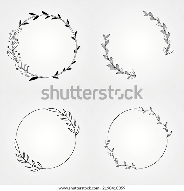 Frame Template Wreath Round Frame Vine Stock Vector (Royalty Free ...