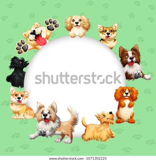 Frame Text Circle Design Dogs Different Stock Vector (Royalty Free ...
