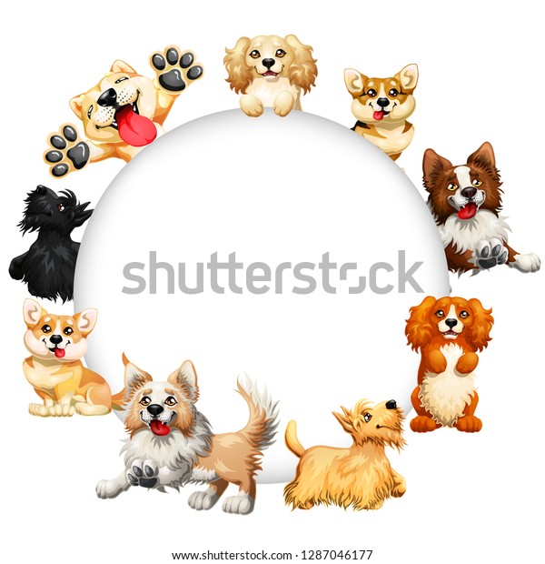 Frame Text Circle Design Dogs Different Stock Vector (Royalty Free ...