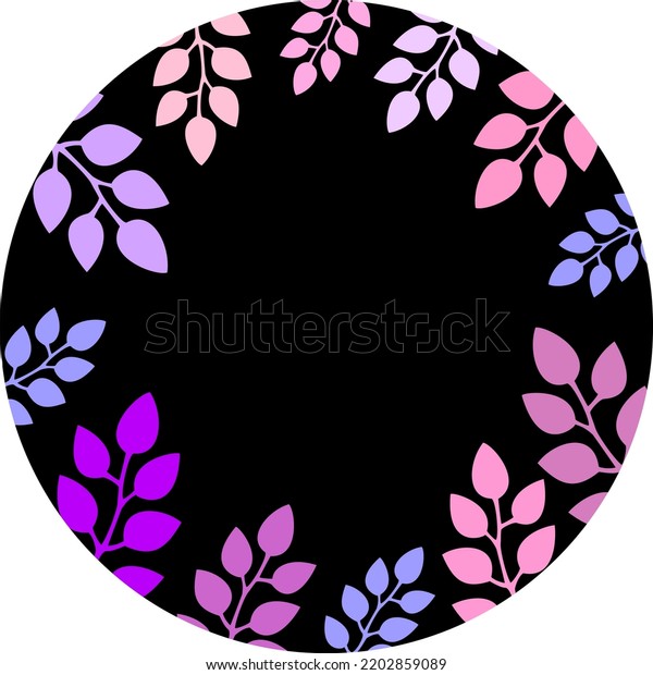 Frame Violet Leaves Circle Black Vector Stock Vector (Royalty Free ...