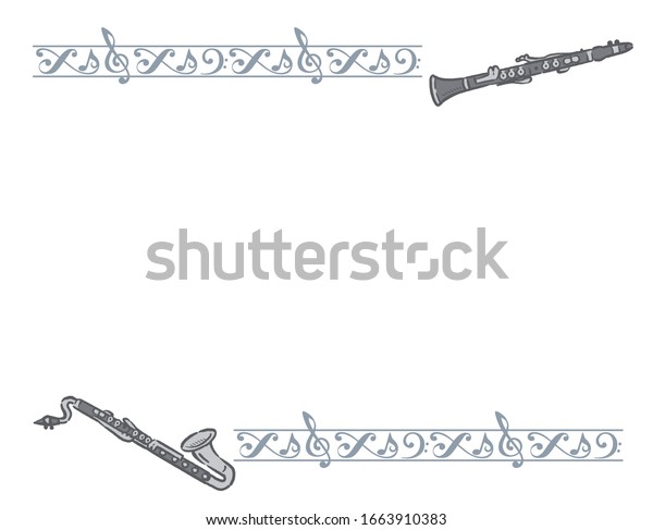 Frame Woodwind Instruments Decorative Border Vector Stock Vector ...