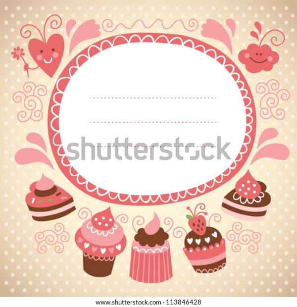 Frame Your Text Cute Cakes Stock Vector (Royalty Free) 113846428 ...