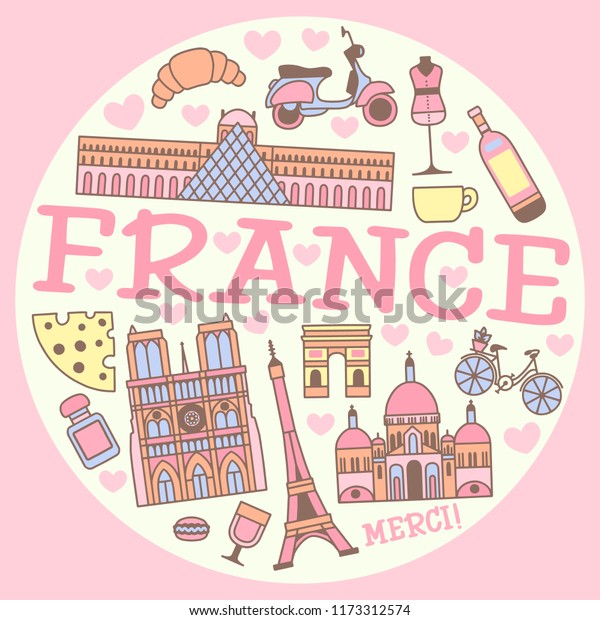 France Cartoon Travel Vector Map French Stock Vector (Royalty Free ...