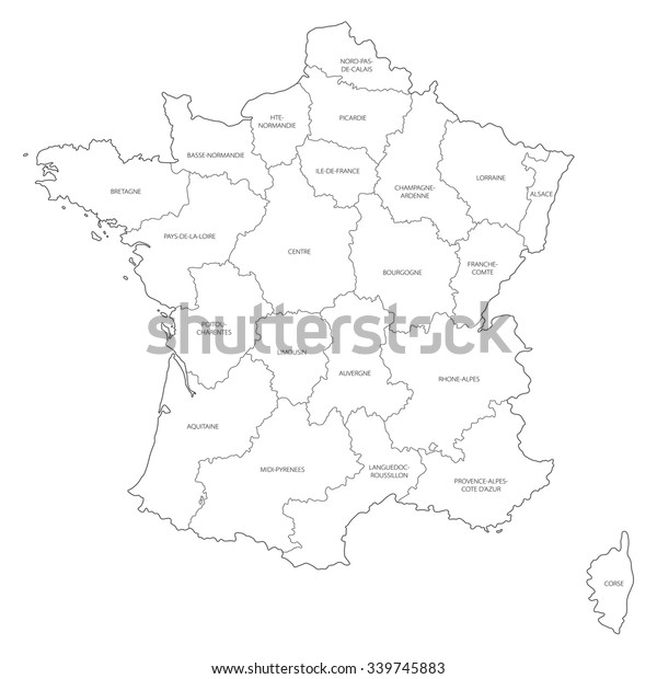 France Contour Map Indication Regions: vector de stock (libre de ...