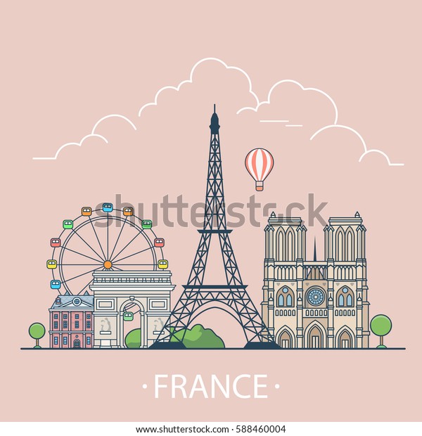 France Country Design Template Linear Flat Stock Vector (Royalty Free ...