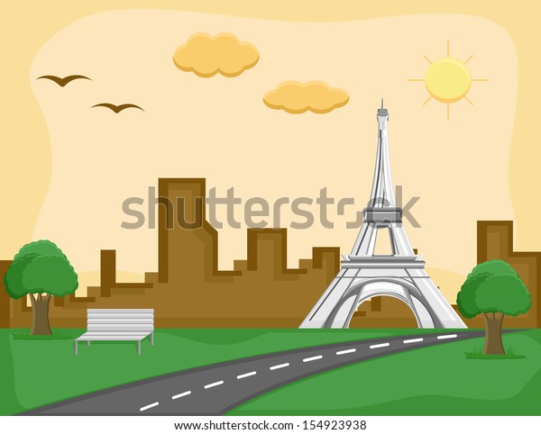 France Eiffel Tower Cartoon Background Vector Stock Vector (Royalty ...