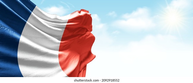 France Flag Blue Sky Horizontal Panoramic Stock Vector (Royalty Free ...