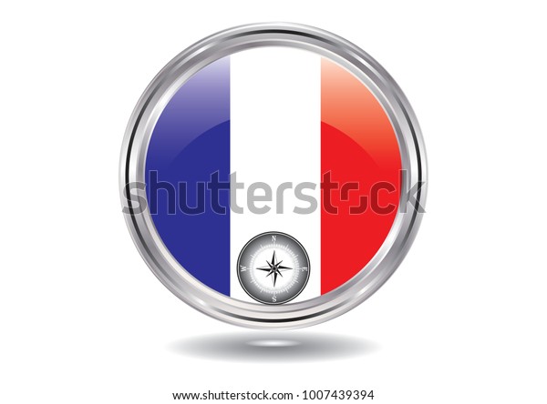 France Flag Chromed Round Icon Compass Stock Vector (Royalty Free ...