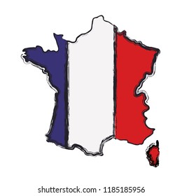 Cute Sad Funny France Map Flag Stock Vector (Royalty Free) 1802442298 ...