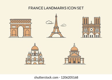 France Landmarks Icon Set Vector Illustration Stock Vector (Royalty ...