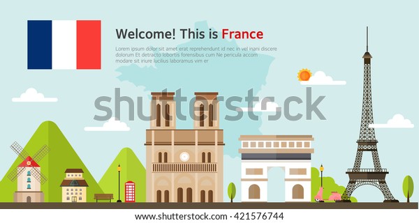 France Landmarks Illustration Stock Vector (Royalty Free) 421576744
