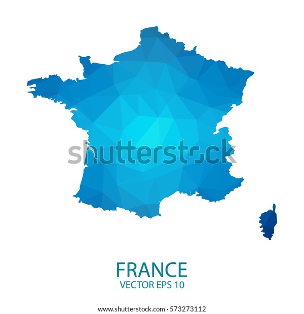 France Map Blue Geometric Rumpled Triangular Stock Vector (Royalty Free ...