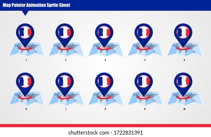 France Map Marker Animated Flag Sprite Stock Vector (Royalty Free ...