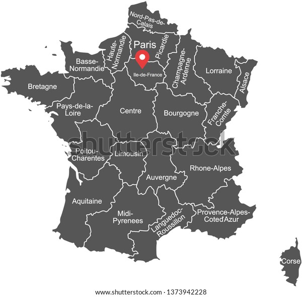 France Map Outline Paris Stock Vector (Royalty Free) 1373942228 ...