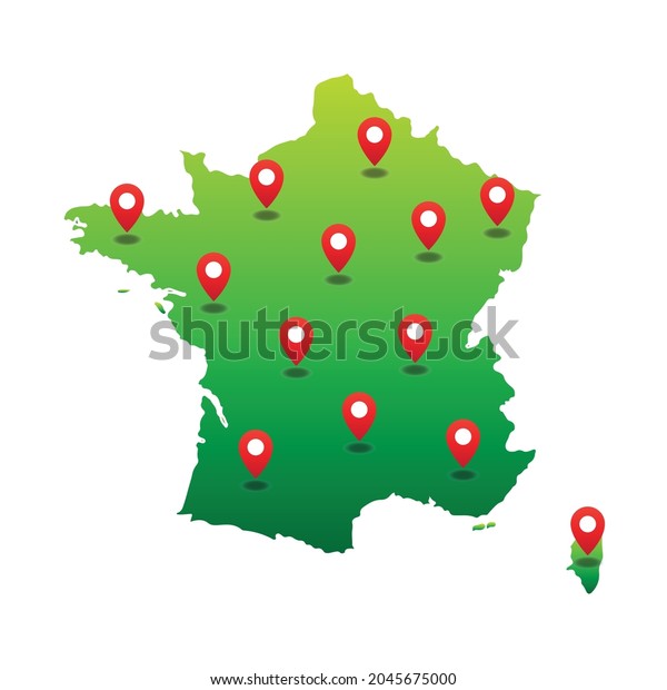 France Map Pin Location Stock Vector (Royalty Free) 2045675000