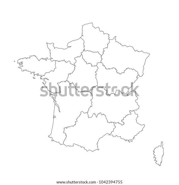 France Map Regions Vector Line Illustration Stock Vector (Royalty Free ...