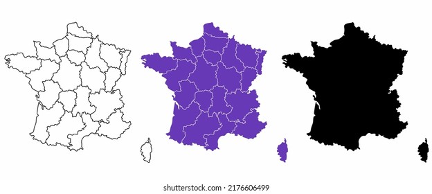 France Map Set Borders Regions Isolated Stock Vector (Royalty Free ...